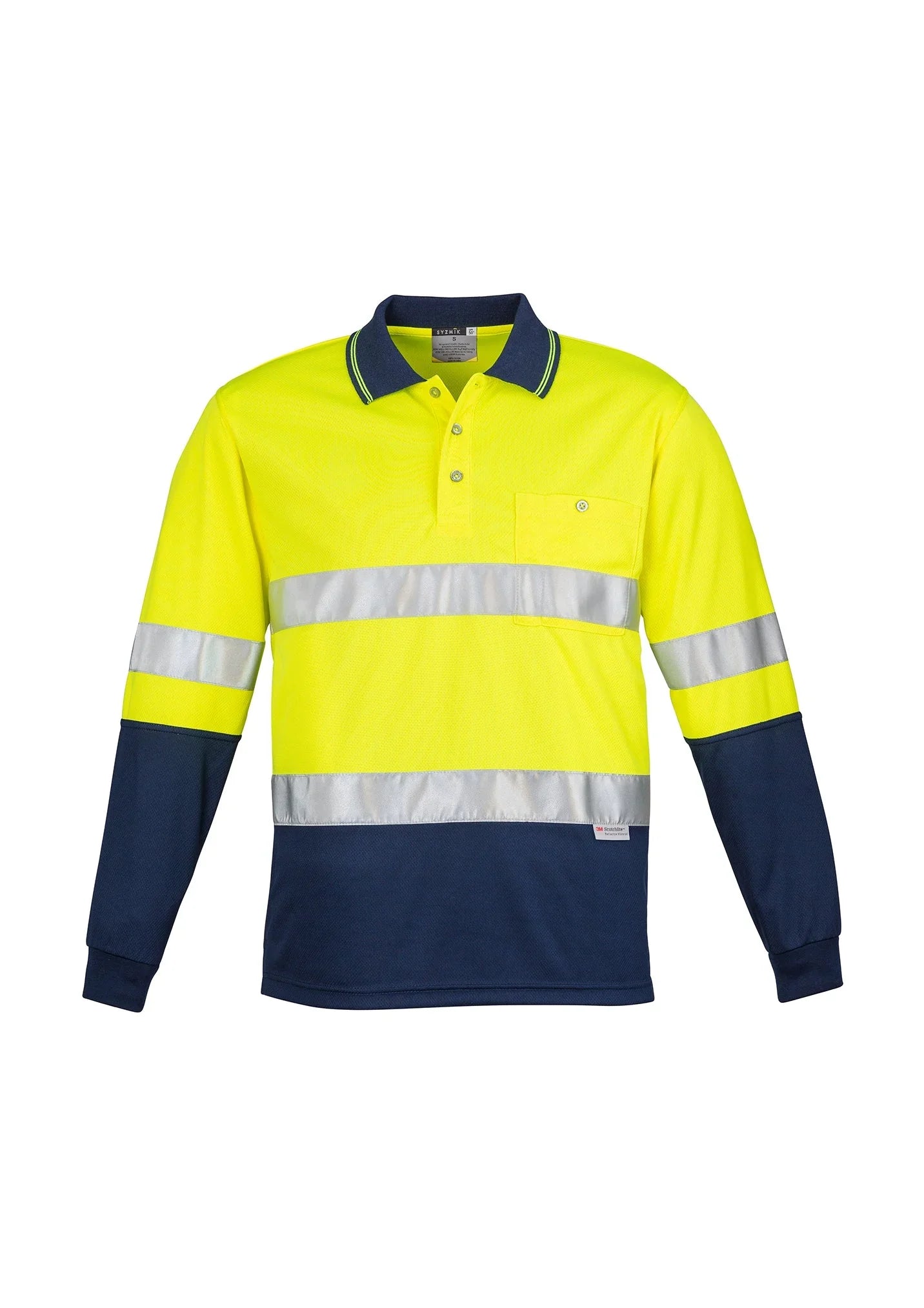 Mens Hi Vis Spliced Polo - Long Sleeve Hoop Taped ZH235 Low Price with Logo